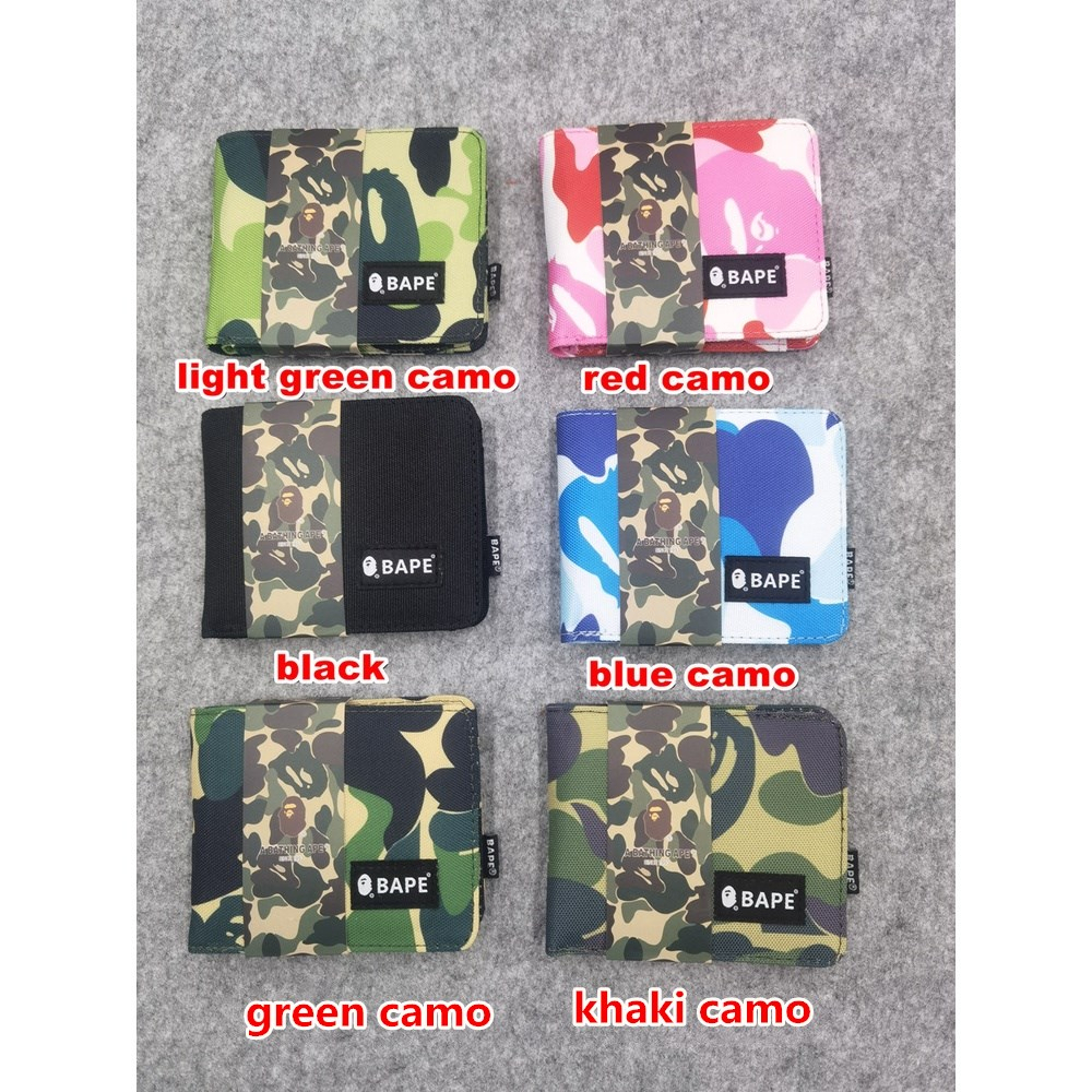 Bape Camo Short Wallet Mens and Womens Folding Canvas Card Bag Zero ...