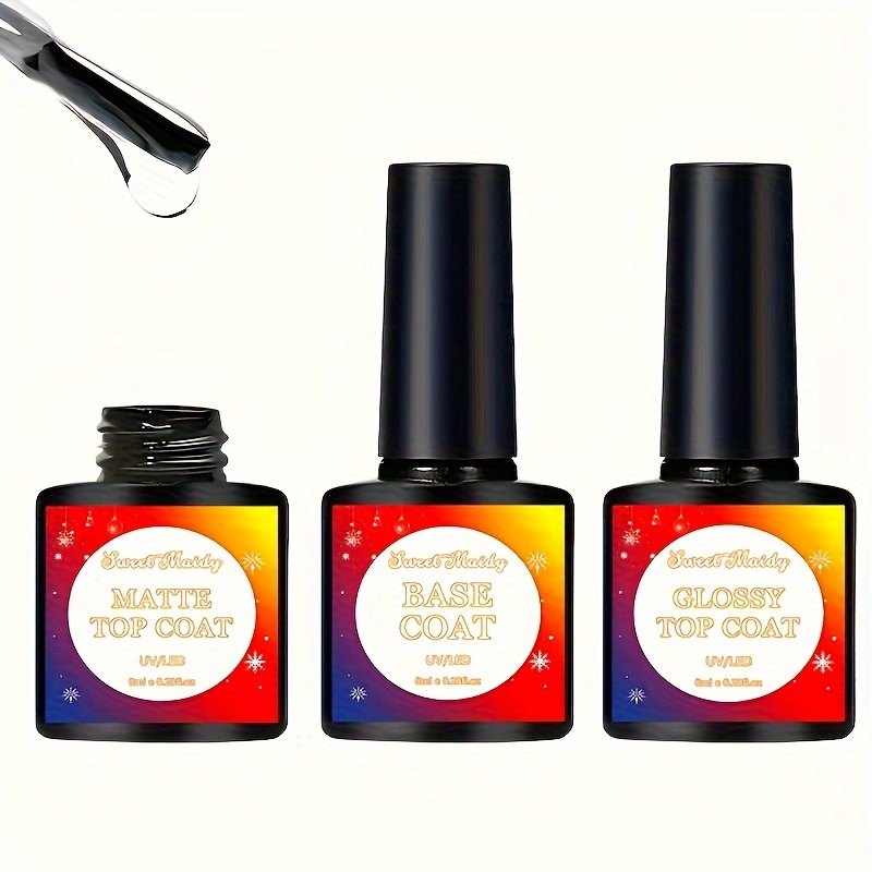 Gel Top Coat Matte Base Coat Set, ยาทาเล็บเจล No Wipe Gel Base And Top ...