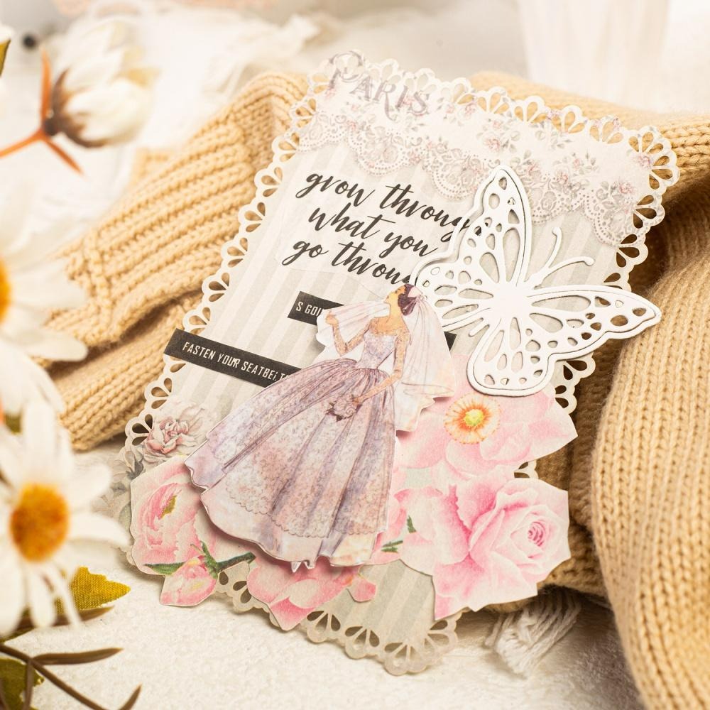 Mr.paper Hollow ลูกไม้ดอกไม้วัสดุกระดาษ 10 แผ่น/ชุด 10*14 ซม.Handmade ...