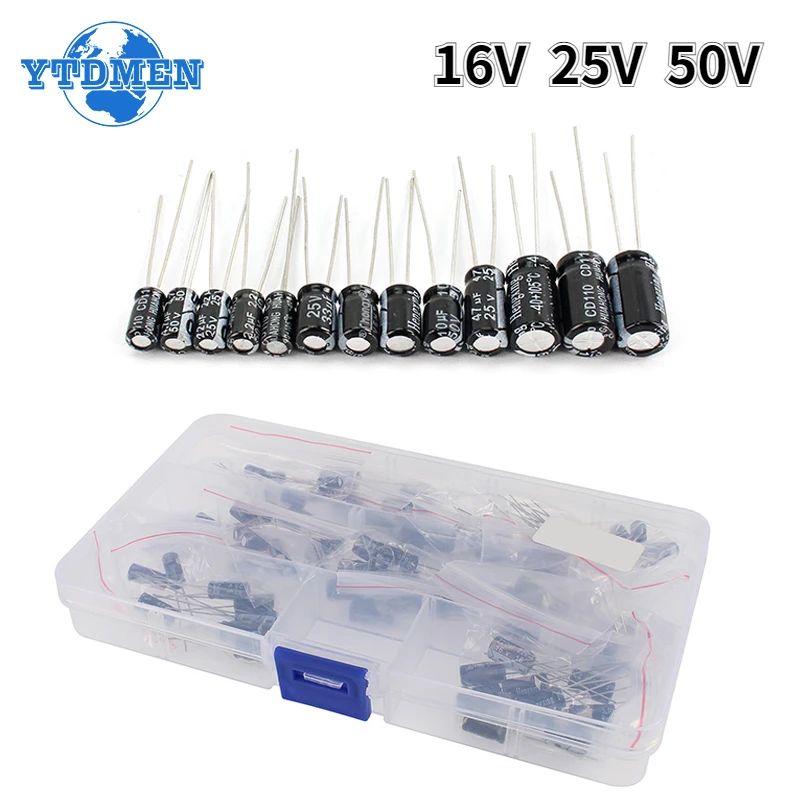 120pcs Electrolytic Capacitor 16V 25V 50V อลูมิเนียม Electrolytic ...