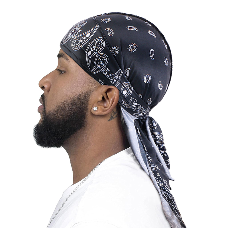 Paisley Bandana Doo rag Cap Headwraps ผู้ชายผู้หญิงผ้าไหม Durag พร้อม ...