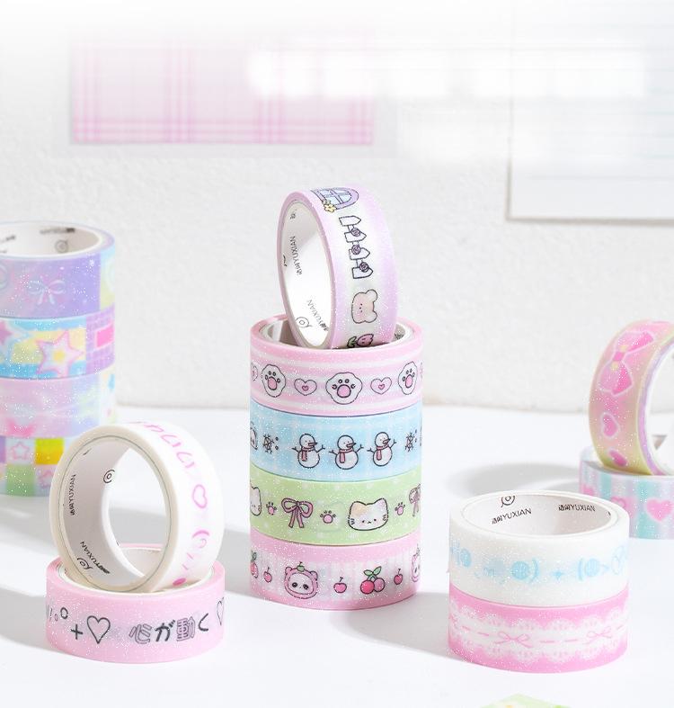 Mr.paper Cute Girl Sparkle And Paper Tape Set 1.5cm * 1.5m Korean ...