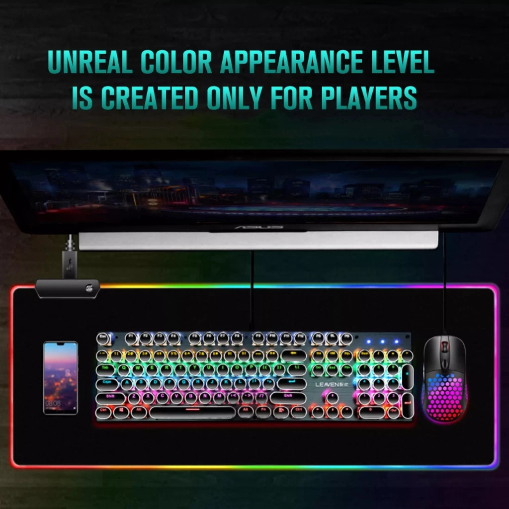 Rgb Light Mouse Pad Mouse Pad Gaming Mouse Pad 80 ซม. 30 ซม.แผ่นรองเมาส์พร้อมไฟ 7 สี | Shopee ...