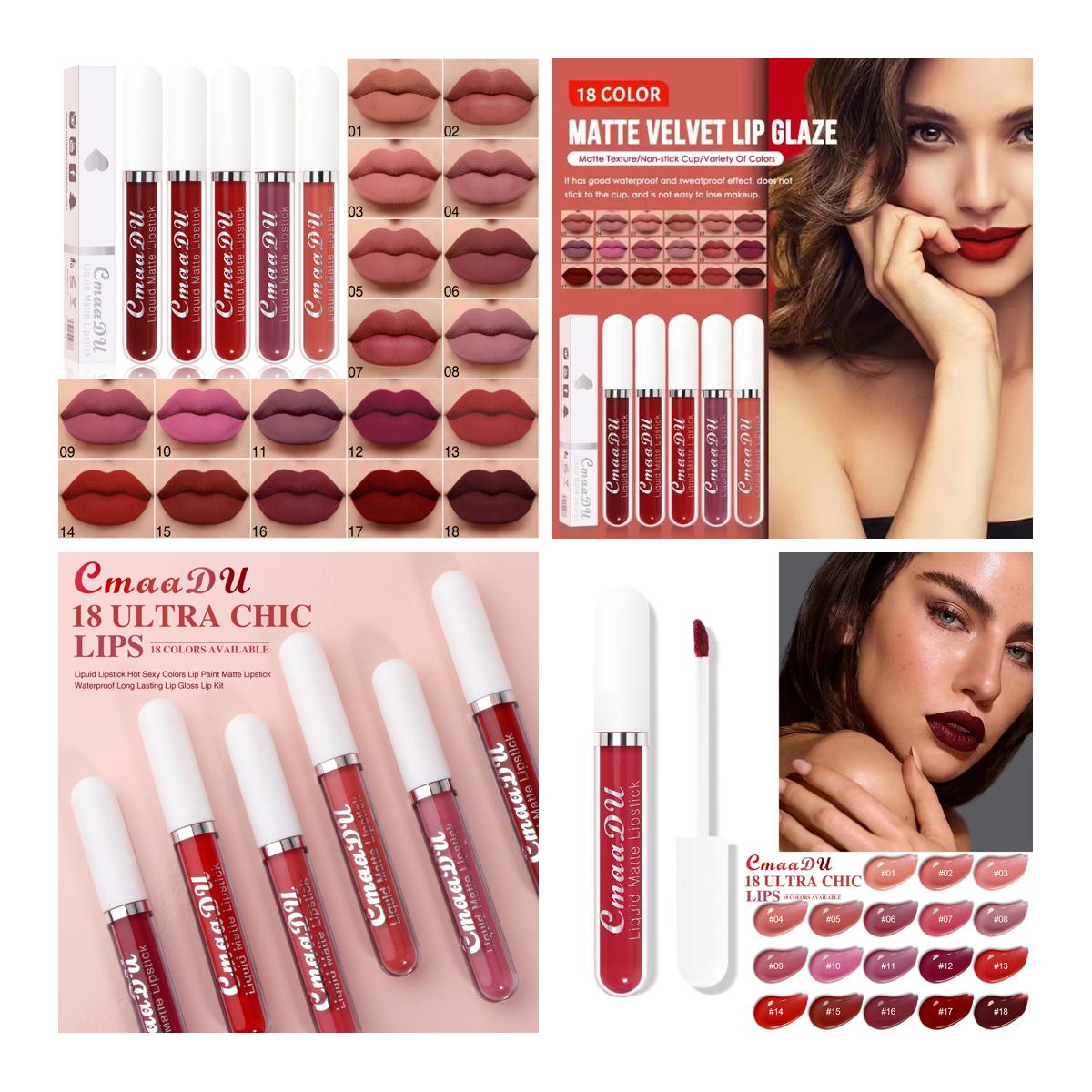CMaaDu ลิปสติกเนื้อแมตต์ 18 สี กันน้ํา ติดทนนาน ไม่ติดแก้ว แต่งหน้าราคา ...