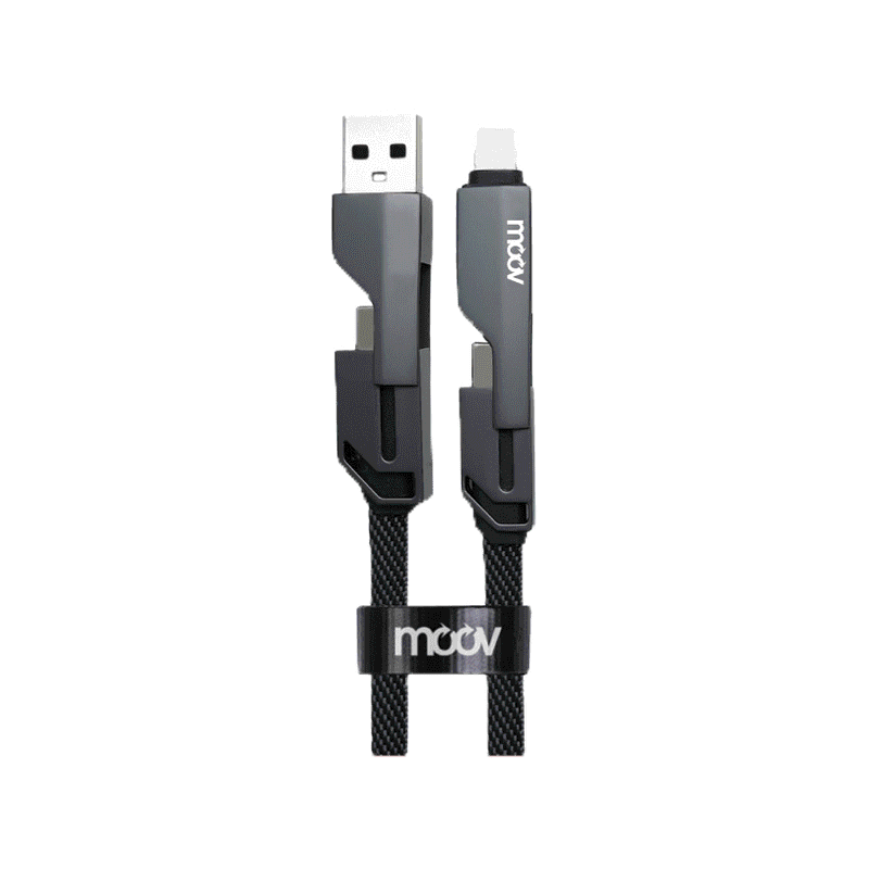 [198บ. ราคาพิเศษ] Moov CB02 สายชาร์จเร็ว 4 in 1 USB A / Type C / L Cable สาย Data 3A PD 27W 60W ...