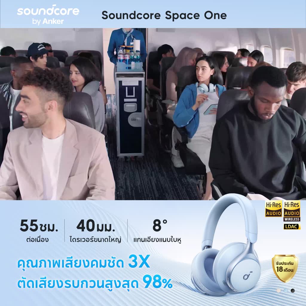 Soundcore by Anker Space One S1 headphone bluetooth หูฟังบลูทูธไร้สาย หูฟังตัดเสียงรบกวน LDAC Hi ...
