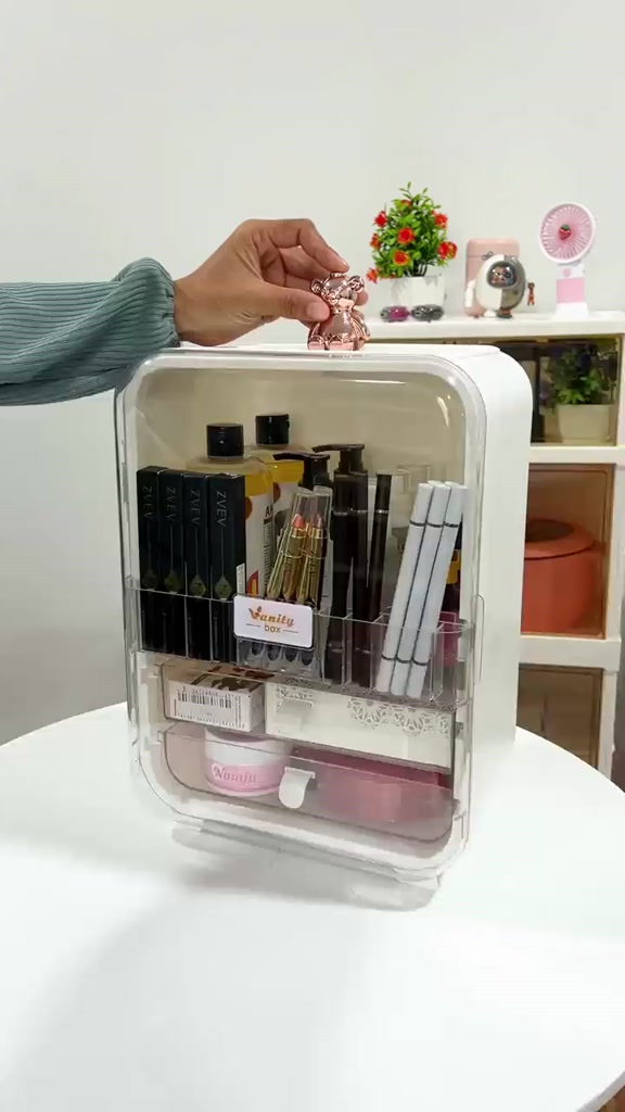 Nearra ตู้เก็บของเครื่องสำอาง เปิดปิดด้วยแม่เหล็ก 180 องศา กันฝุ่นกัน ...