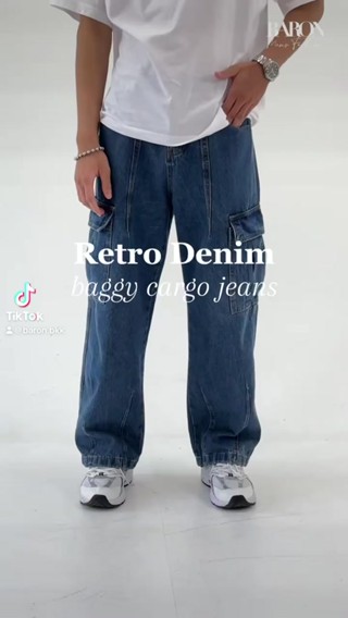 BARON Retro Workwear Jeans กางเกงยีนส์ทรงคาร์โก้สไตล์อเมริกันย้อนยุค ...
