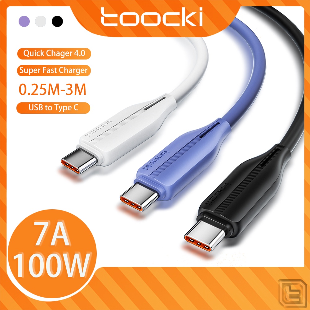 Toocki สายชาร์จ USB Type C 100W 6A 7A ชาร์จเร็ว สําหรับโทรศัพท์มือถือ Huawei OPPO | Shopee Thailand