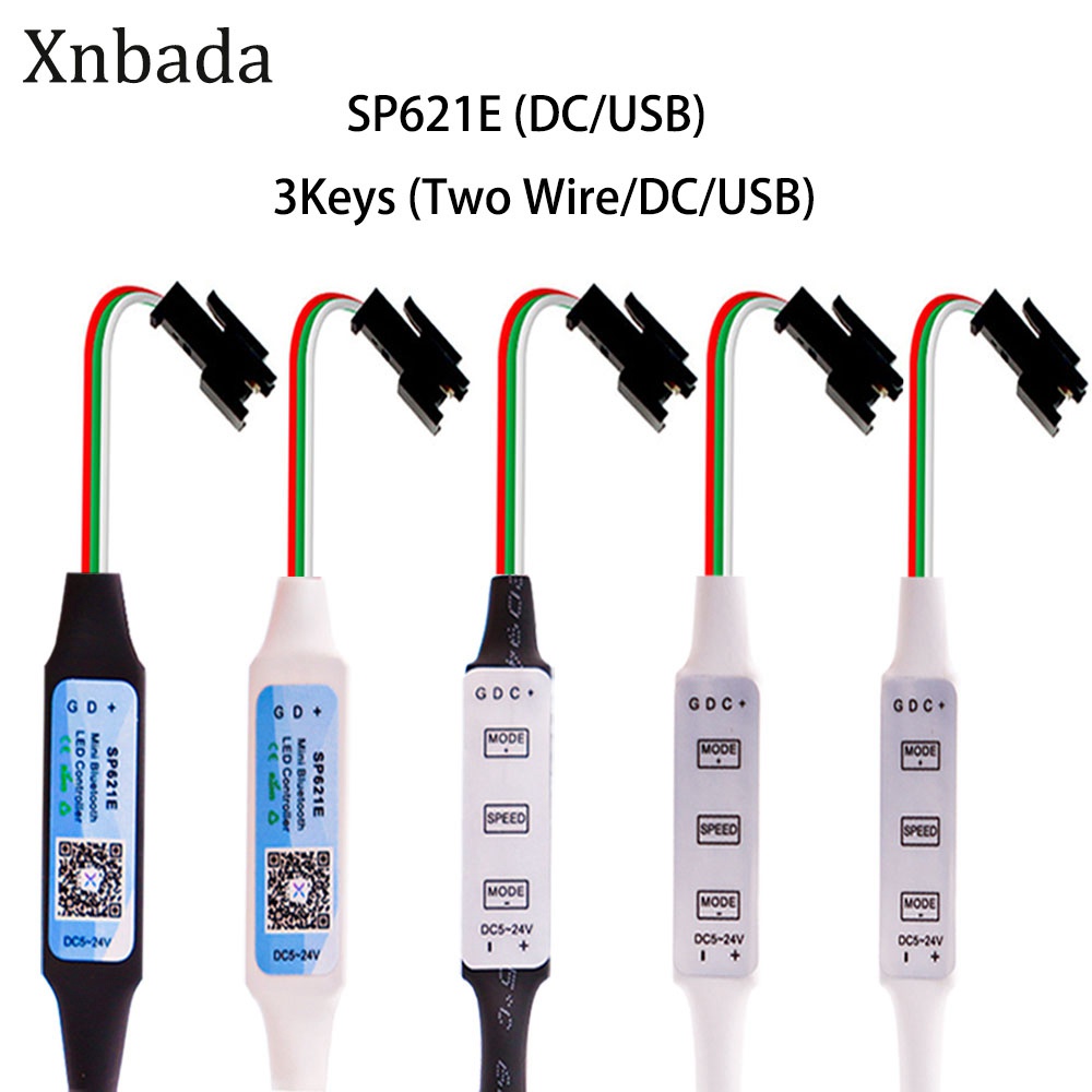Xnbada แถบควบคุมไฟ LED WS2812B WS2811 3 คีย์ DC USB SP621E บลูทูธ ...