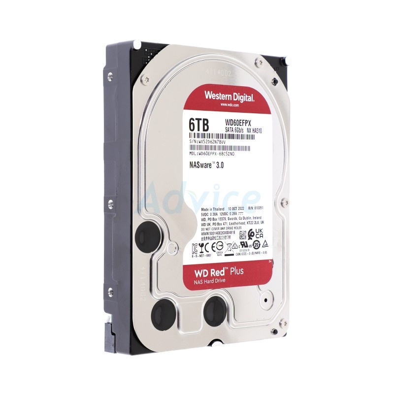 WD 6 TB HDD ฮาร์ดดิส WD RED PLUS NAS (5400RPM, 256MB, SATA-3, WD60EFPX ...