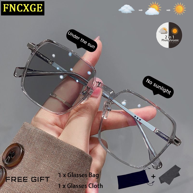 Fncxge -0.5~-6.0 แว่นตาสายตาสั้น เลนส์อัตโนมัติ หลายรหัส เปลี่ยนสีอัตโนมัติ ภายใต้แสงแดด แว่นตา ...