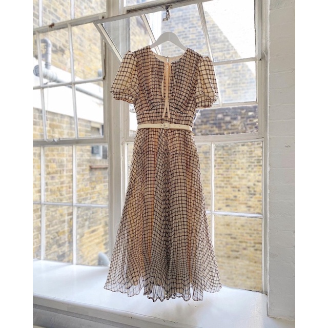 PF21-060MB : Monochrome Check Midi Dress | Shopee Thailand