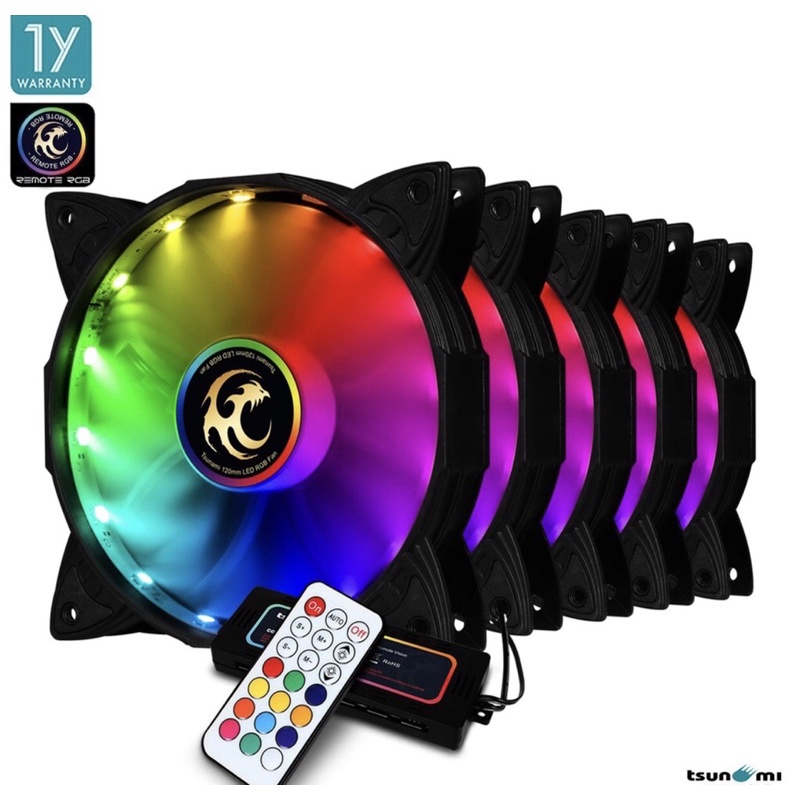 Tsunami Rainbow Series RGB Cooling Fan X 5 120mm with Rote Control ...