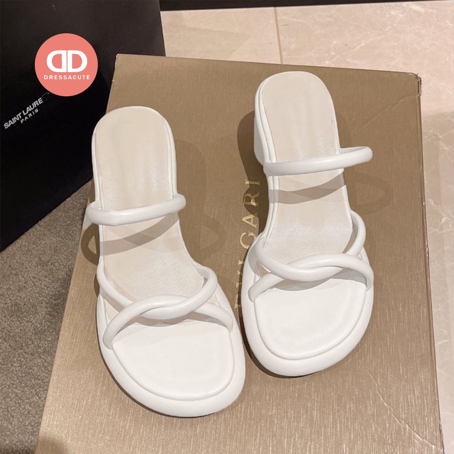 พร้อมส่ง 7655 รองเท้าส้นเตี้ยแบบสวม สายไขว้ด้านหน้า สวยหรูแบบคุณหนู ...