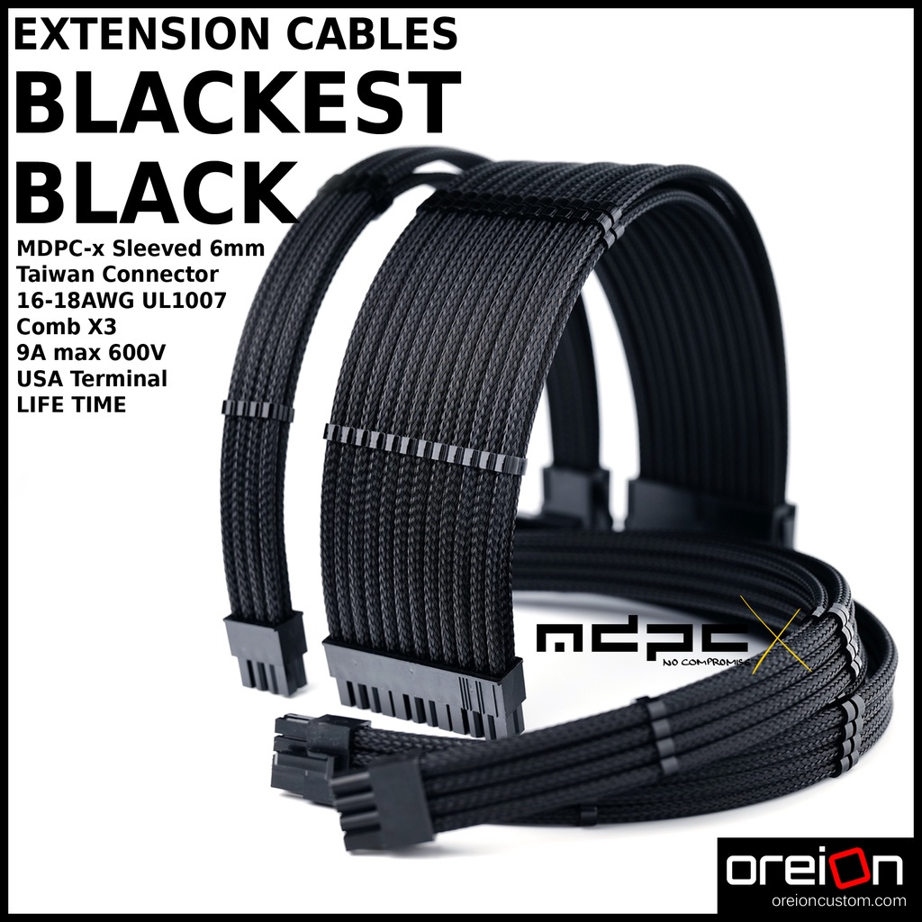 สายถักแต่งคอม สีดำล้วน หวีดำ Extensions Sleeved PC Cable [ดำ-หวีดำ ...