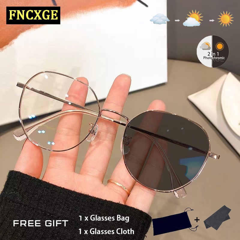 Fncxge TR90 แว่นสายตาสั้น สายตาสั้น / สายตาสั้น (0 ถึง 600) เลนส์ออโต้ เปลี่ยนสีตามแสงแดด, เลนส์ ...