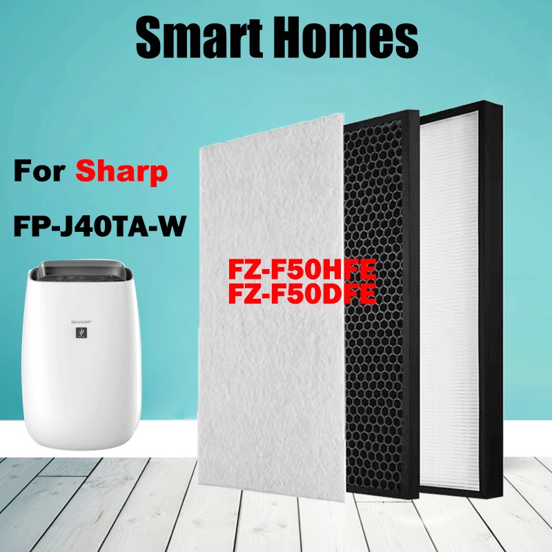 ไส้กรองอากาศ และไส้กรองกลิ่น ประสิทธิภาพสูง สําหรับเครื่องฟอกอากาศ Sharp FP-J40TA-W (FP-FM40) FZ ...