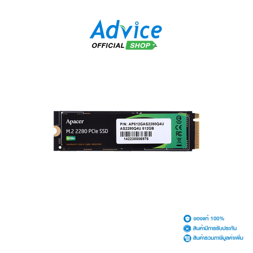 Apacer SSD เอสเอสดี M.2 PCIe 512.GB (5Y) Apacer AS2280Q4U ...