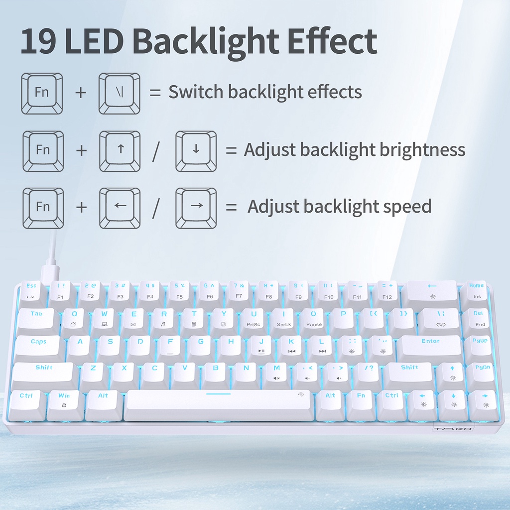 คีย์บอร์ดเกมมิ่ง Wired USB-C T68SE 68Keys Mechanical Gaming Keyboard ...