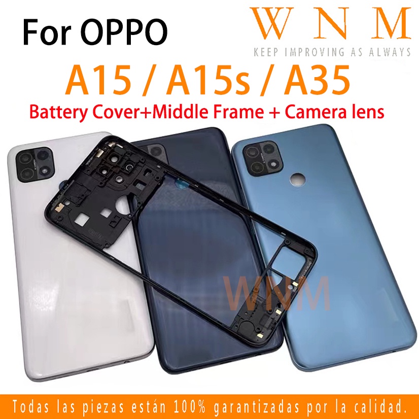 ใหม่สําหรับ OPPO A15 A15s A35 CPH2179 CPH2185 ฝาหลังแบตเตอรี่ + กรอบ ...
