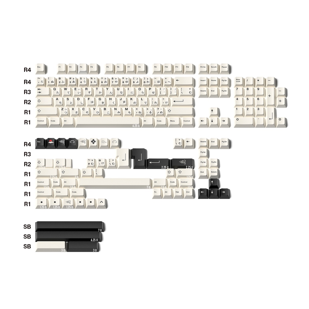 [JKDK] Black And White Japanese Minimalist Keycap Cherry Profile PBT ...