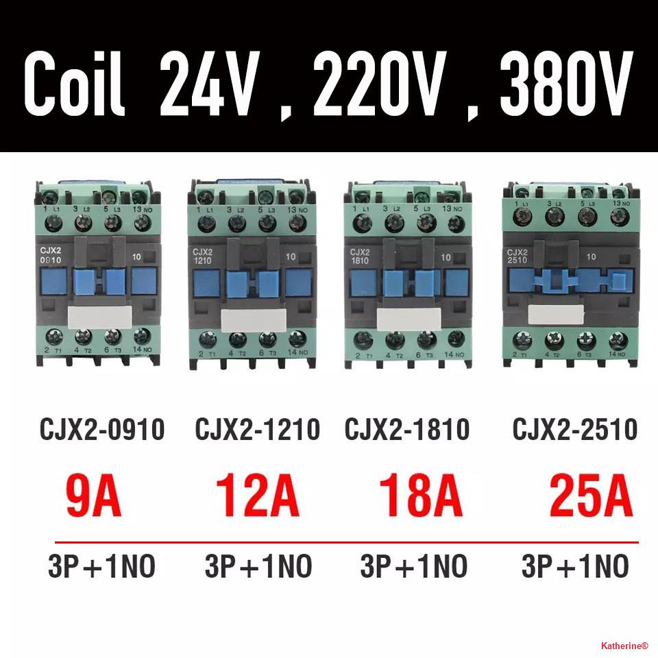 สปอตสินค้าแมกเนติก Ac Contactor CJX2 09A 12A 18A 25A Coil 24V,220V ...