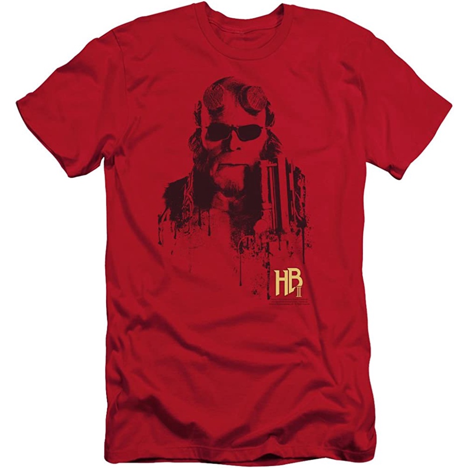 Hellboy II splatter Gun SLIM FIT เสื้อยืดผู้ใหญ่ unisex สำหรับผู้ชายและ ...