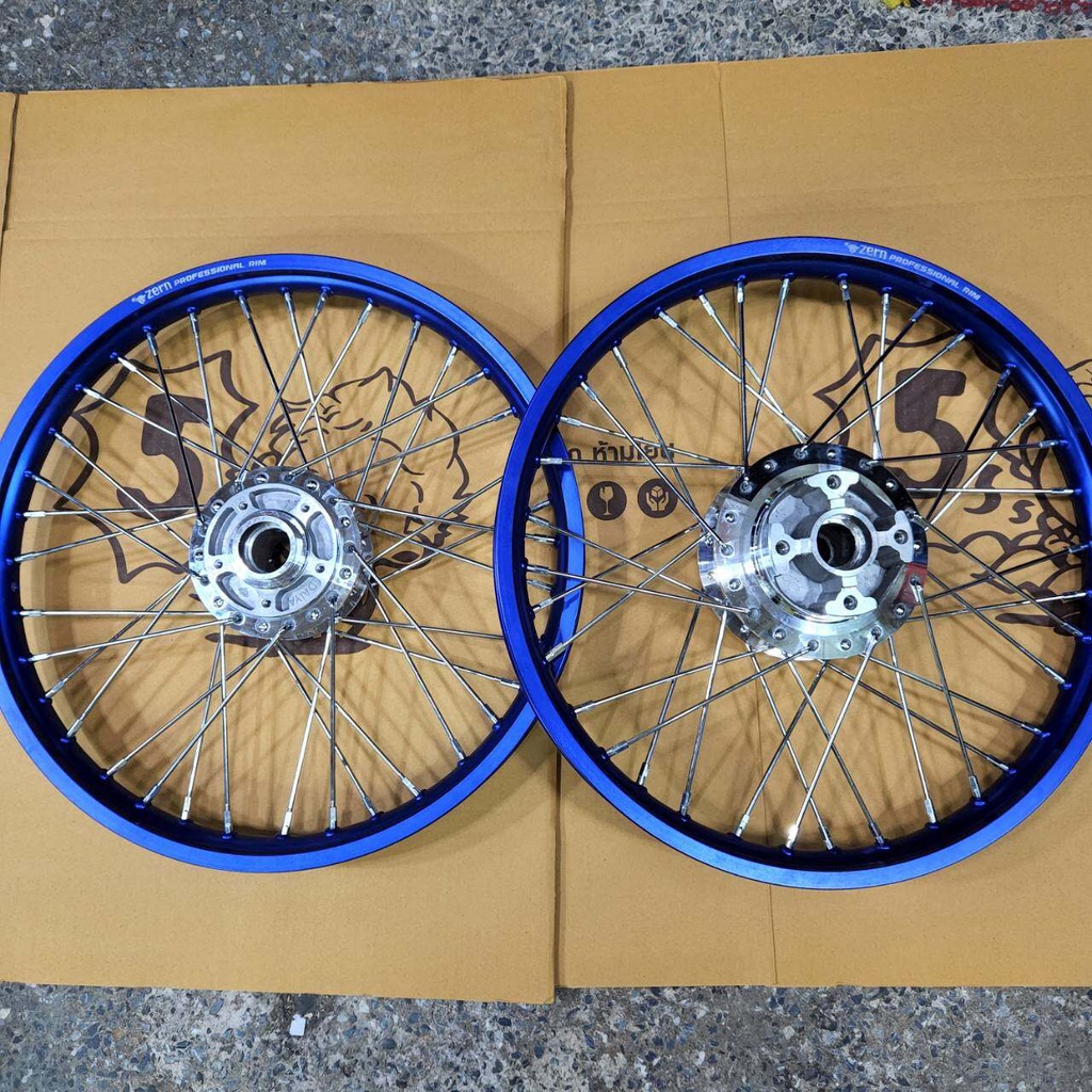 ชุดล้อ SONIC / TENA หน้าดิส + หลังดิส ล้อโลน้ำเงิน + ดุมกลึงเงา + ซี่ ...