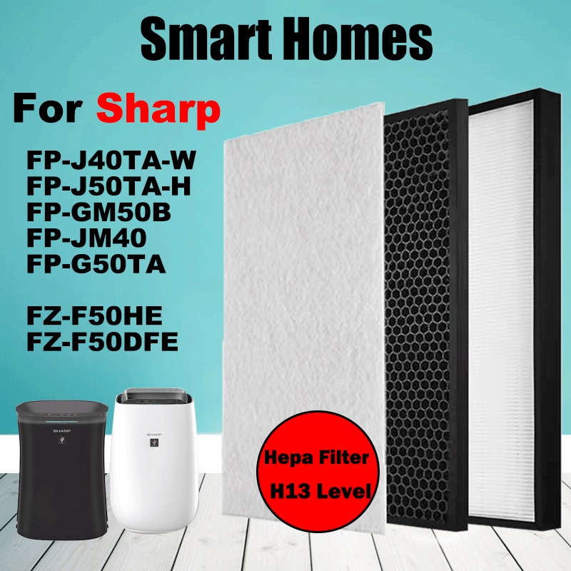 (พร้อมส่ง) แผ่นกรองคาร์บอน Hepa FZ-F50HE FZ-F50DFE สําหรับเครื่องฟอกอากาศ Sharp FP-J40TA-W FP ...