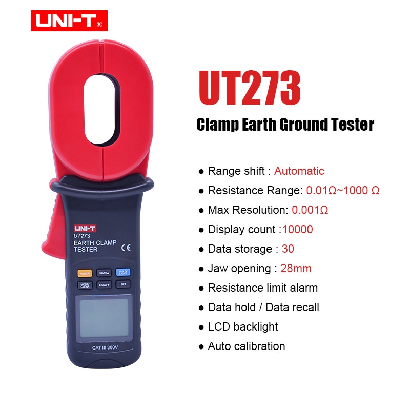 UNI-T UT275 UT273 Clamp Earth Ground Testers Resistance Leakage Current ...