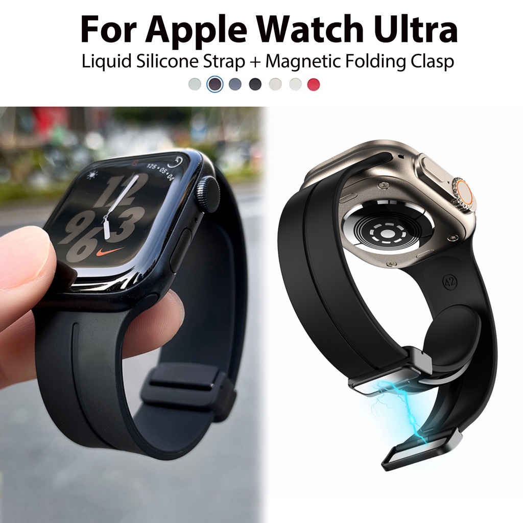 สายนาฬิกาข้อมือซิลิโคน แบบแม่เหล็ก พับได้ สําหรับ iWatch 49 มม. 45 มม. 44 มม. 41 มม. 40 มม. ...