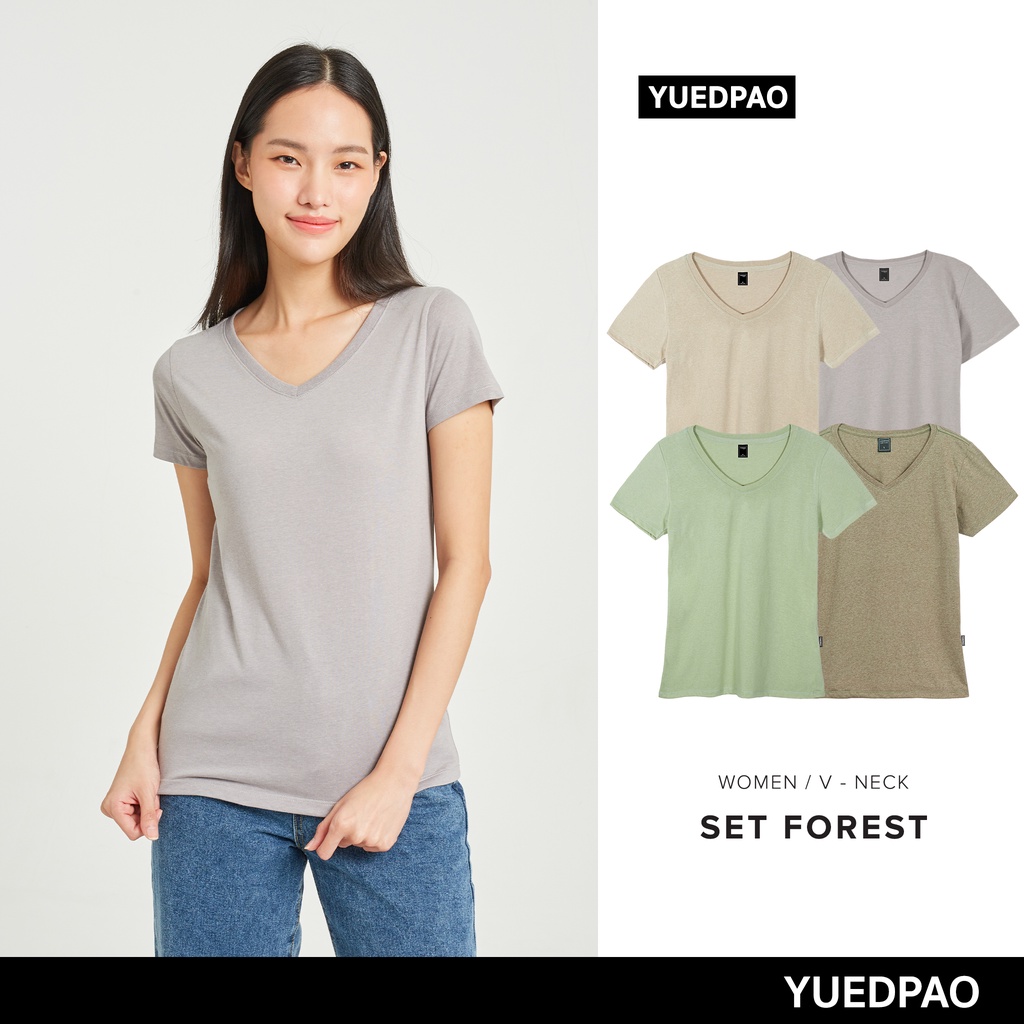Yuedpao เสื้อยืดผู้หญิงคอวี ทรงเข้ารูป ไม่ย้วย ไม่หด ไม่ต้องรีด ใส่สบาย basicstyle เสื้อยืดคอวี ...