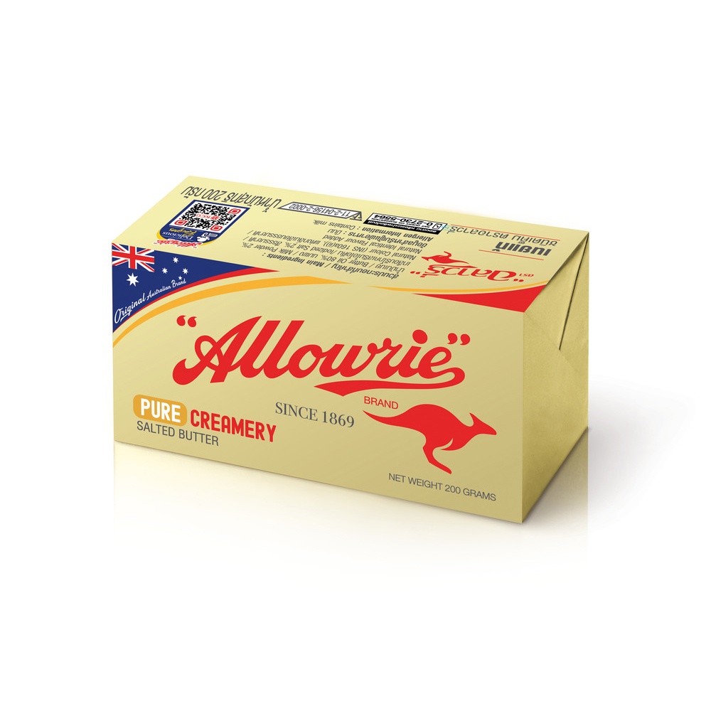 อลาวรี่ เนยแท้ชนิดเค็ม 200 กรัมAllowrie Pure Butter Salted 200 g ...