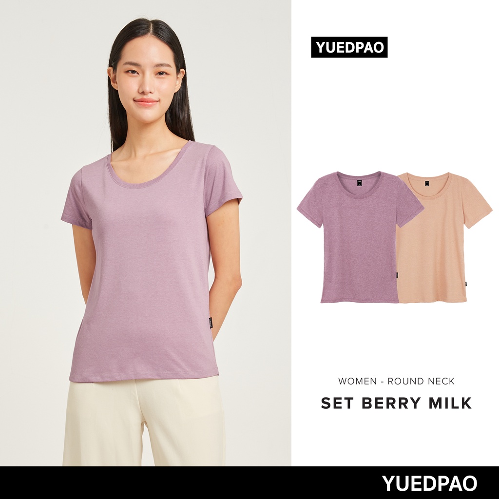 Yuedpao เสื้อยืดผู้หญิงคอกลม ทรงเข้ารูป ไม่ย้วย ไม่หด ไม่ต้องรีด ใส่สบาย basicstyle เสื้อยืดคอ ...