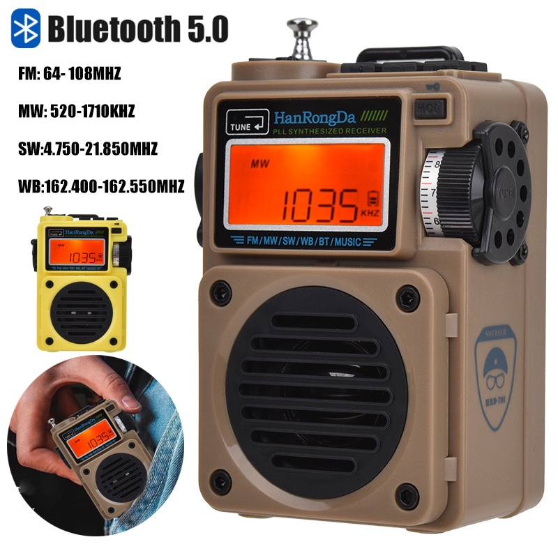 Upgraded Full Band Radio Portable FM/MW/SW/WB Radio Receiver Bluetooth ...