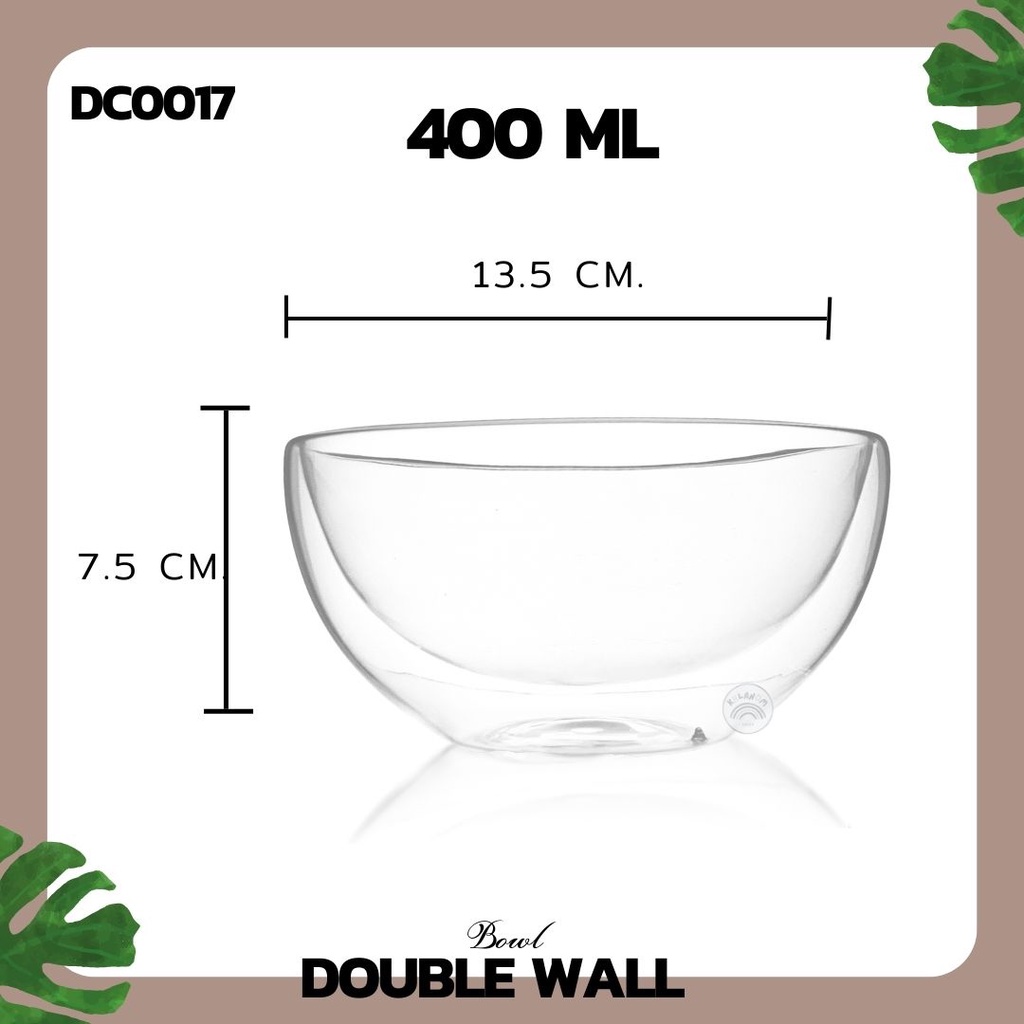 แก้วน้ำ สองชั้น DOUBLE WALL Glass (80-400 ml) สามารใส่น้ำร้อนได้ร้อน ใส่น้ำเย็นได้เย็นได้ 2 ชั้น ...