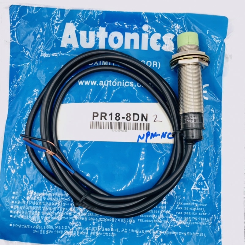 Sensor PR18-8DN2(Autonics)Sensor PRoximity Sensor NPN NO 3สาย เกลียว 18mm ระยะจับ8mm มีของพร้อม ...