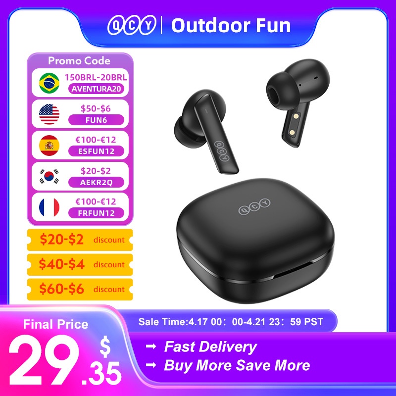หูฟังเกมมิ่ง หูฟังไอโฟน QCY HT05 ANC ไร้สายบลูทูธ 5.2 TWS หูฟังชุดหูฟัง ...