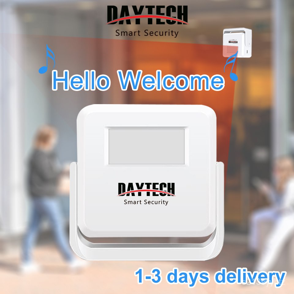 Daytech Motion Sensor Doorbell Wireless Alarm Hello Welcome Door Bell Entrance Infrared Sensor ...
