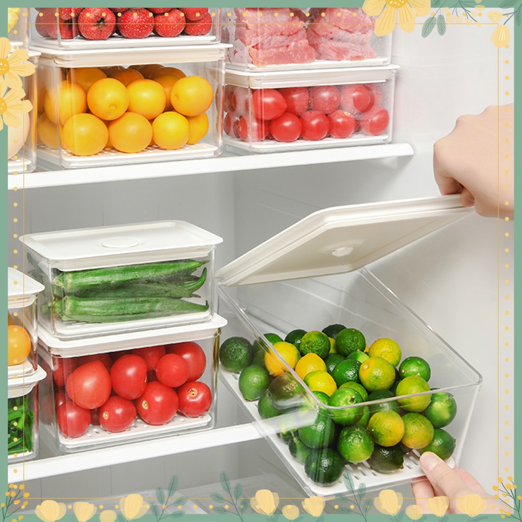 Plastic Refrigerator Food Preservation Storage Drain Box Container with ...