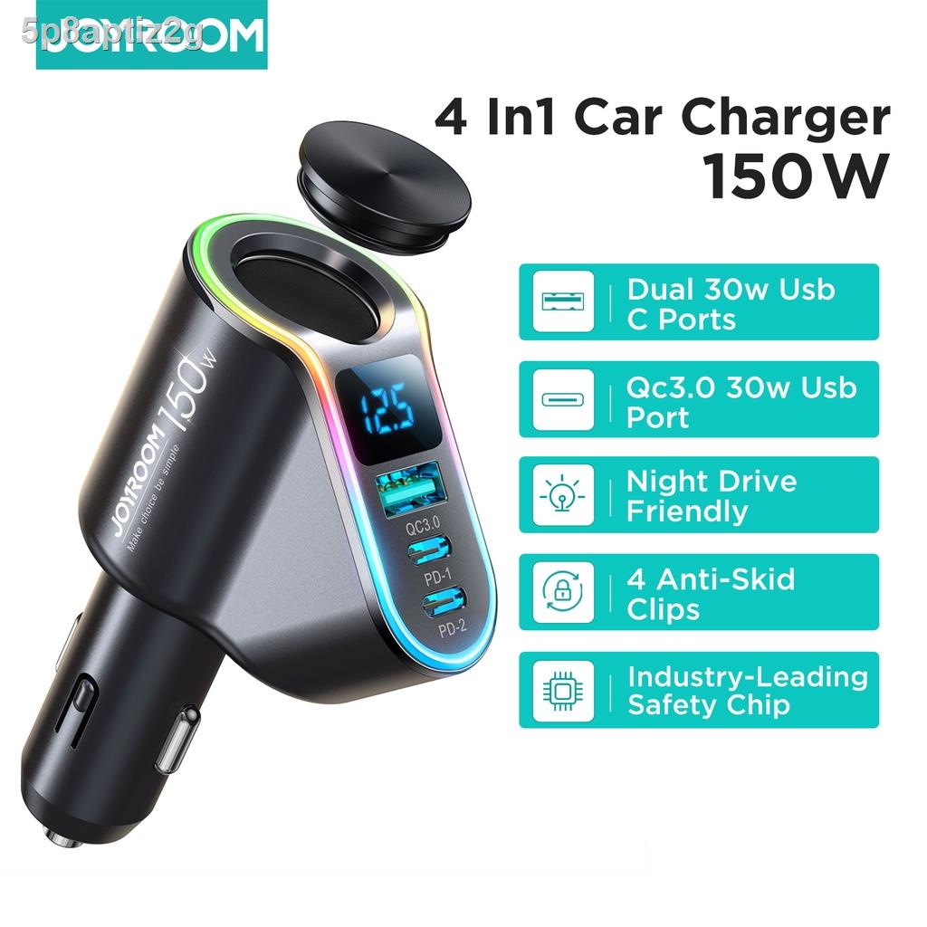 Joyroom 150W 4 in 1 Fast Car Charger LED Digital Display PD QC 3.0 Type ...