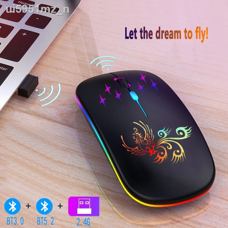 Dual Mode Rechargeable Wireless Mouse Silent LED Backlit Mice USB ...