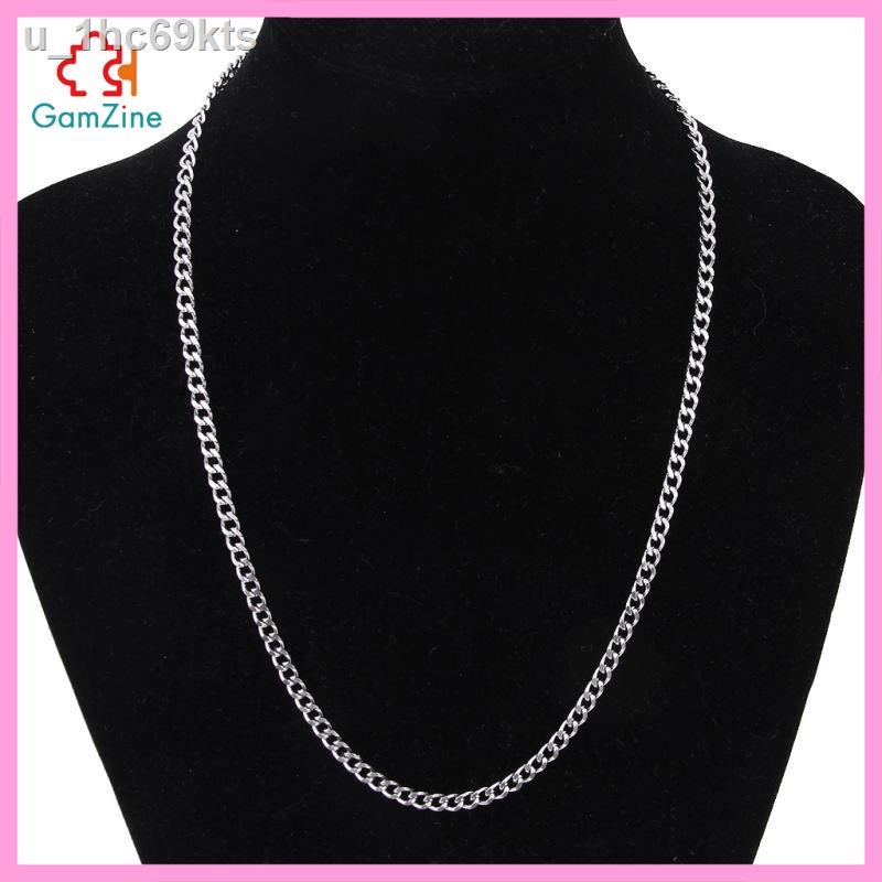 [NANA] Men's Stainless Steel Silver Curb Cuban Link Chain Necklace 50cm Long 4mm Wide | Shopee ...