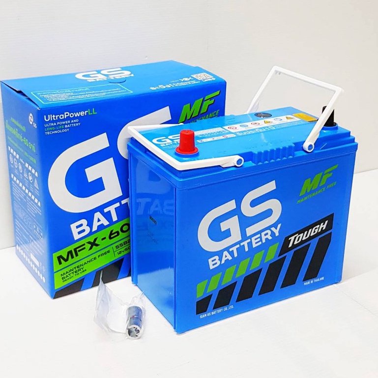 แบตเตอรีรถยนต์ GS รุ่น MFX60L/R (JIS 55B24) 12V.50Ah สำหรับรถเก๋ง ซีวิค,วีออส,อัลติส,ยาริส ...