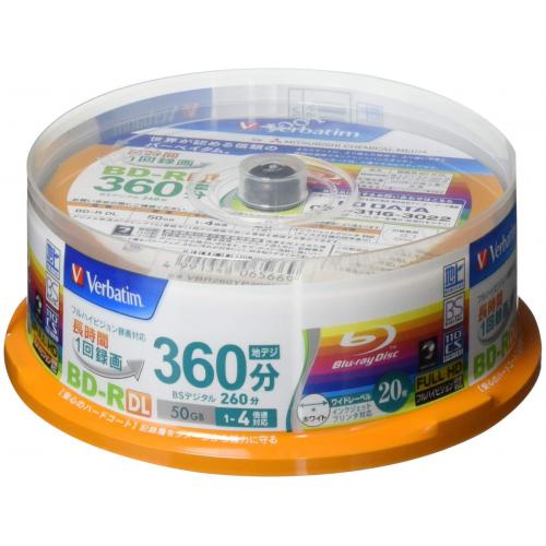 Verbatim Japan Vbr260Yp20Sv1 แผ่นบลูเรย์บันทึกเสียงครั้งเดียว Bd-R Dl 50Gb 20 แผ่น สีขาว ...