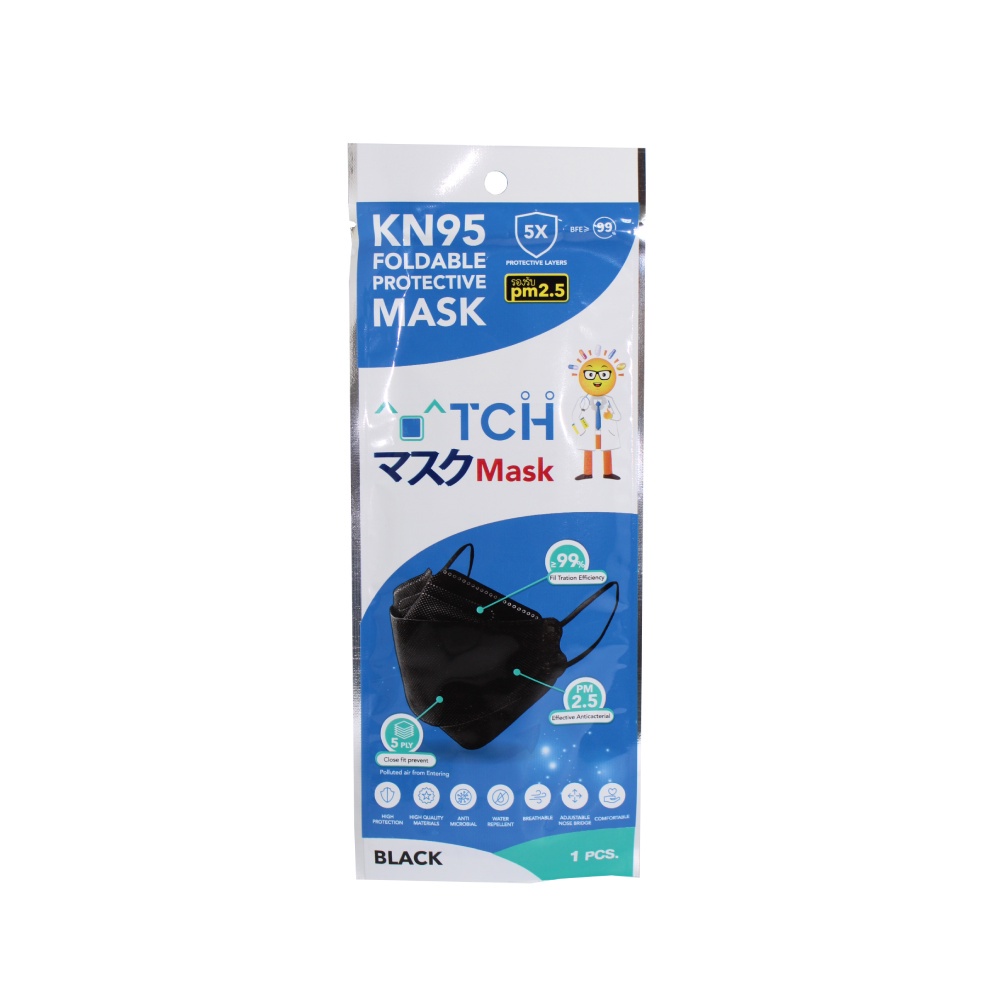 TCH MASK - KN 95 Foldable Protective Mask 1 pc. (Black) | Shopee Thailand