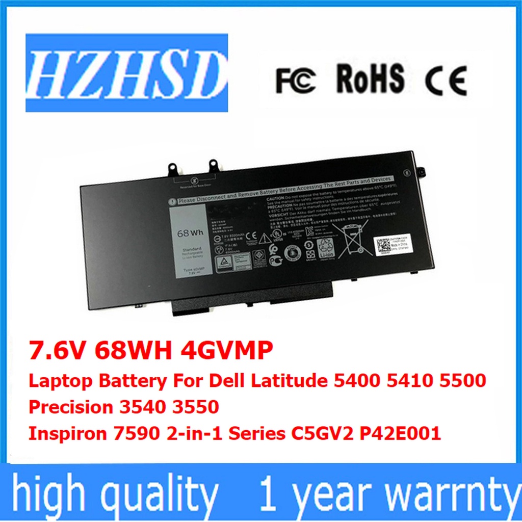 7.6V 68WH 4GVMP แบตเตอรี่แล็ปท็อปสำหรับ Dell Latitude 5400 5410 5500 ...