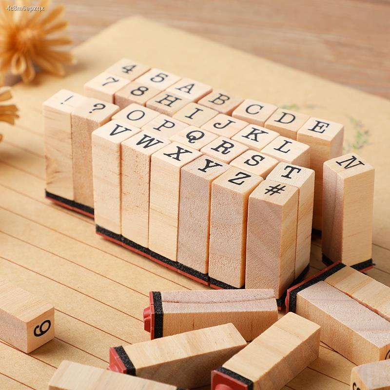 40 Pcs Alphabet Stamps Vintage Wooden Rubber Letter Number Symbol Stamp ...