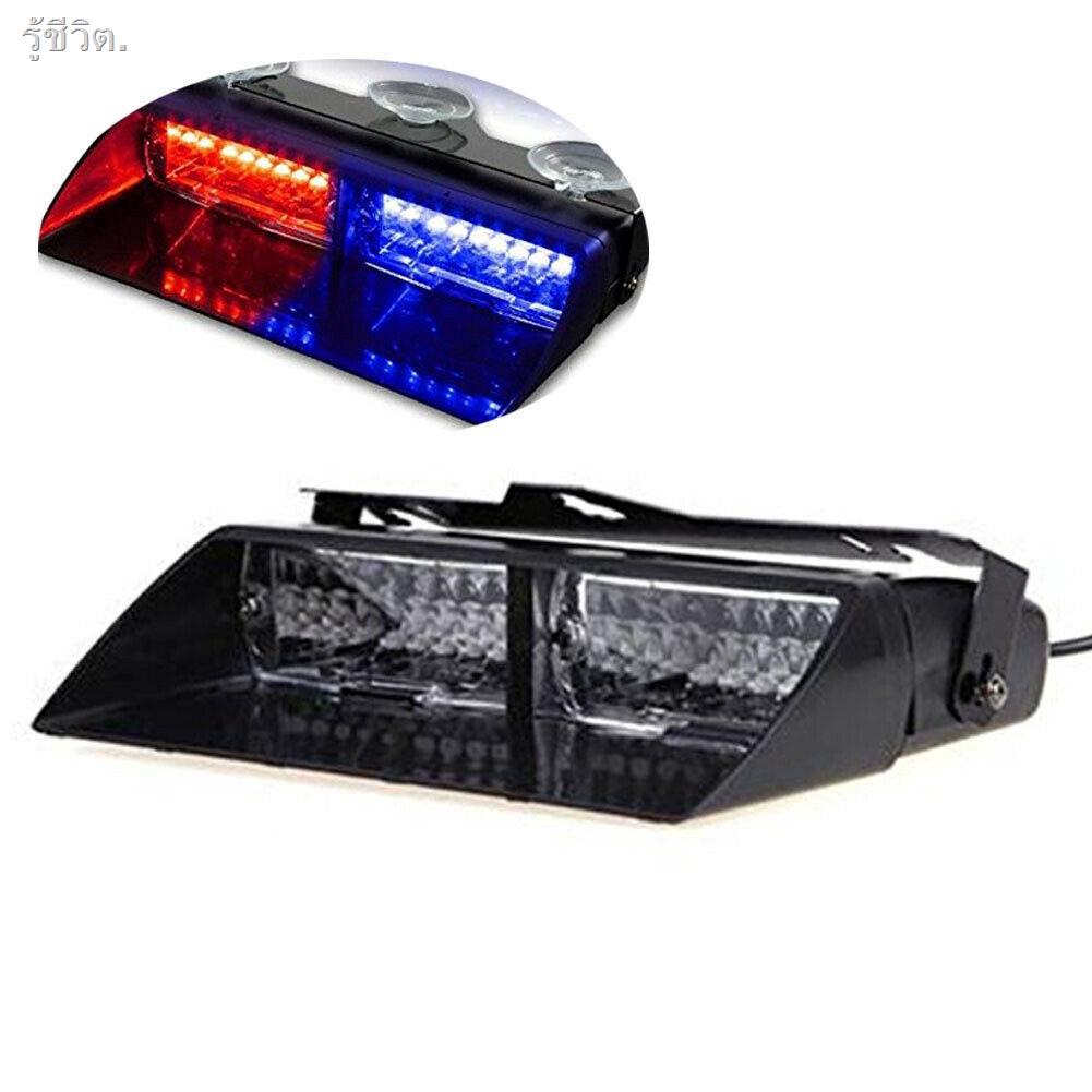 Car 16 LED Red/Blue Police Strobe Flash Light Dash Emergency Flashing ...